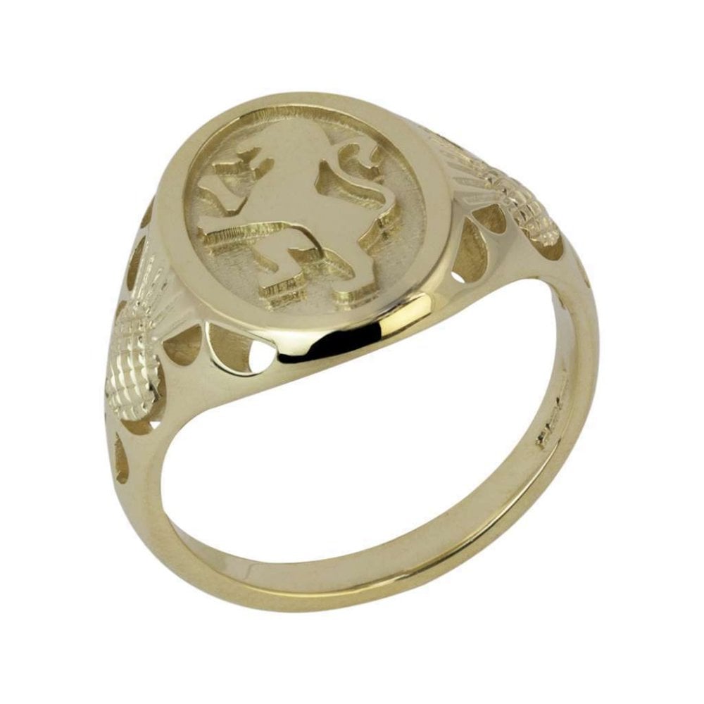 9ct Yellow Gold Rampant Lion Oval Signet Ring