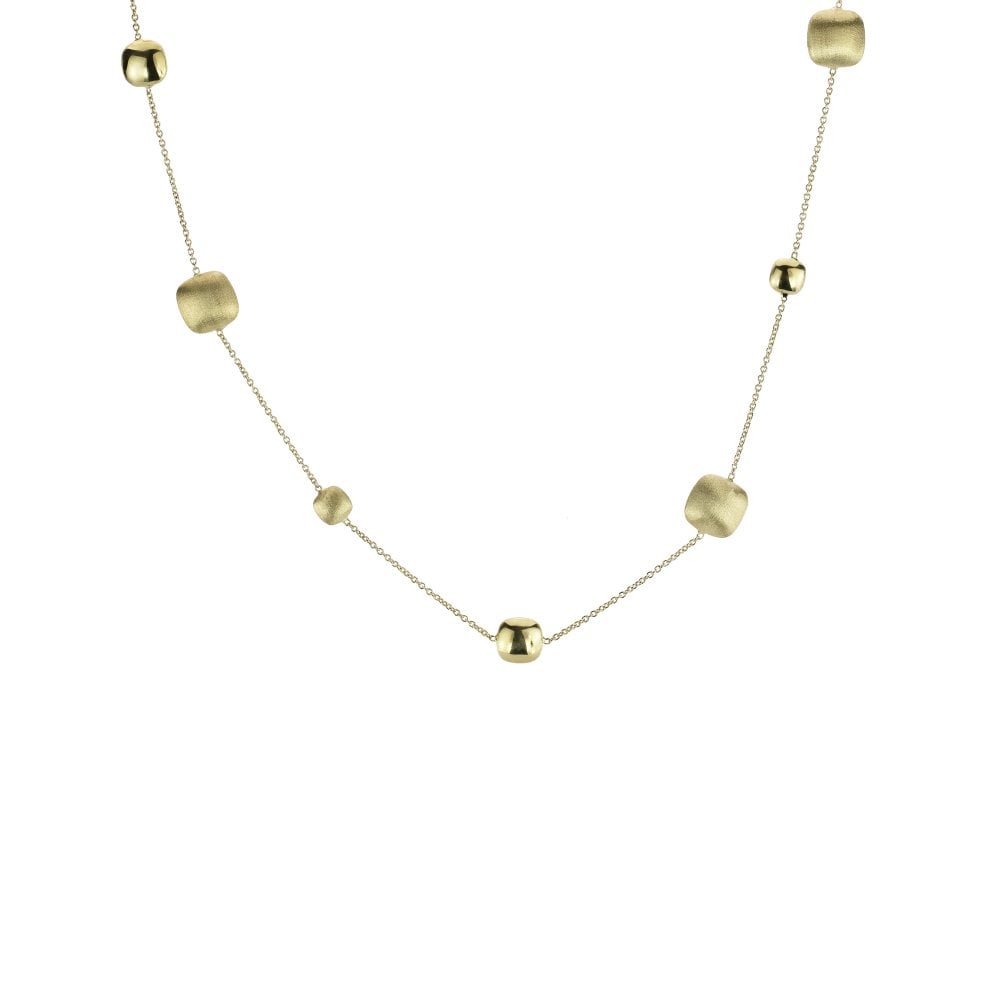 9ct Yellow Gold Satin & Polished Cushion Shaped Pebble Chain