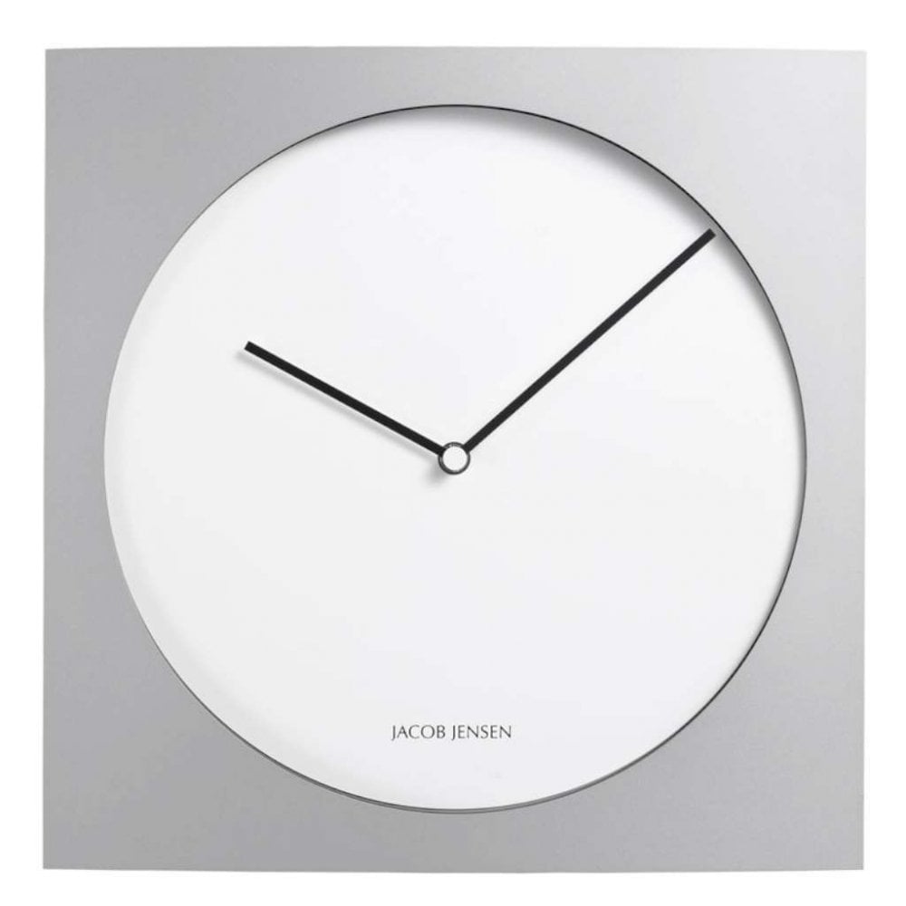 Aluminium And MDF Wall Clock White Dial Siver Case