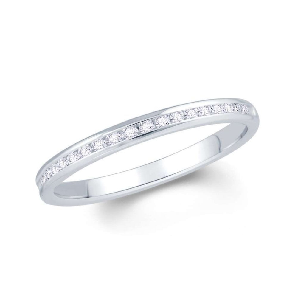 Platinum Round Cut Diamond Eternity Ring, 0.10ct