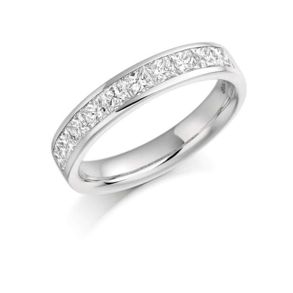 Platinum Princess Cut Diamonds Straight Eternity Ring