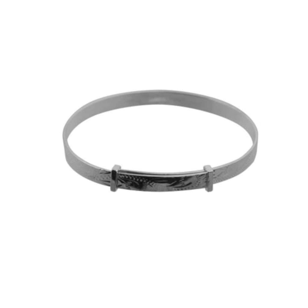 Silver Engraved Patterned Medium Size Childs Bangle