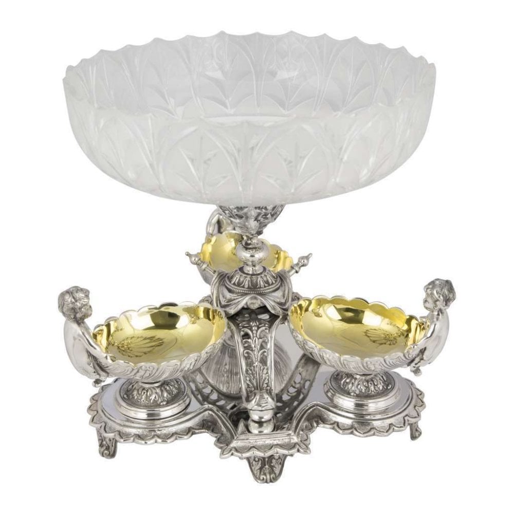 Silver Plated Cherub Dipper Set With Antique Finish