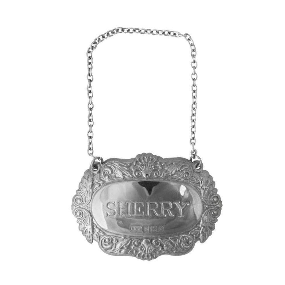 Silver Shell & Scroll Sherry Label