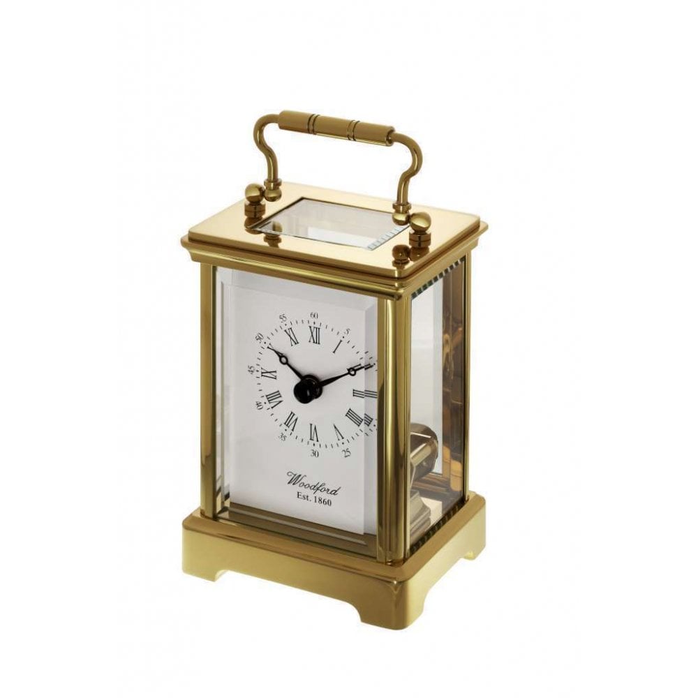 Solid Brass Skeleton Carriage Clock With Mechanical Movement