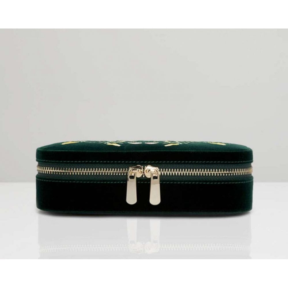 Wolf Zoe Forest Green Velvet Travel Zip Case